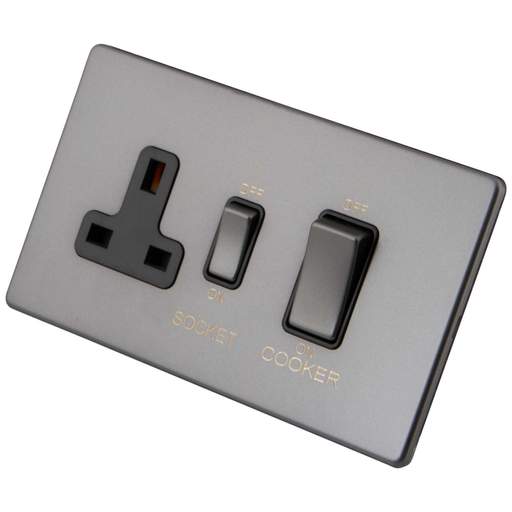 M2 Decorative Screwless 45A Cooker Control Unit Black Insert Gunmetal ...