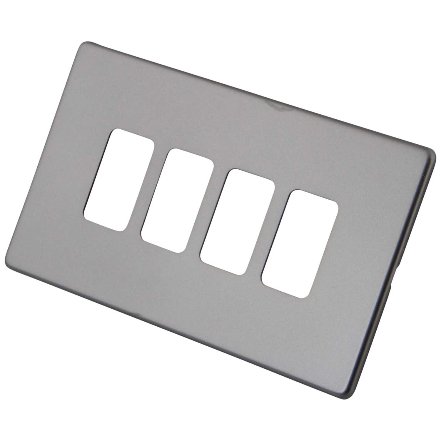 M2 Decorative Screwless 4 Gang Grid Front Plate Gunmetal (6604-353) | CEF