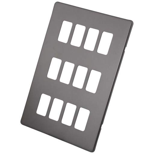 M2 Decorative Screwless 12 Gang Grid Front Plate Gunmetal (6604-357) | CEF