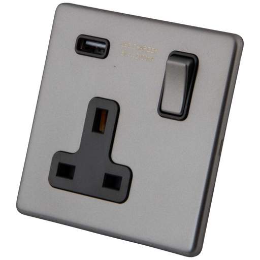M2 Decorative Screwless 13A 1 Gang Switched Socket with 2.1A USB Outlet ...