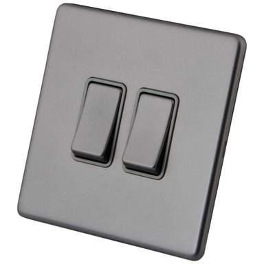 M2 Decorative Screwless 10A 2 Gang 2 Way Light Switch Grey Insert ...