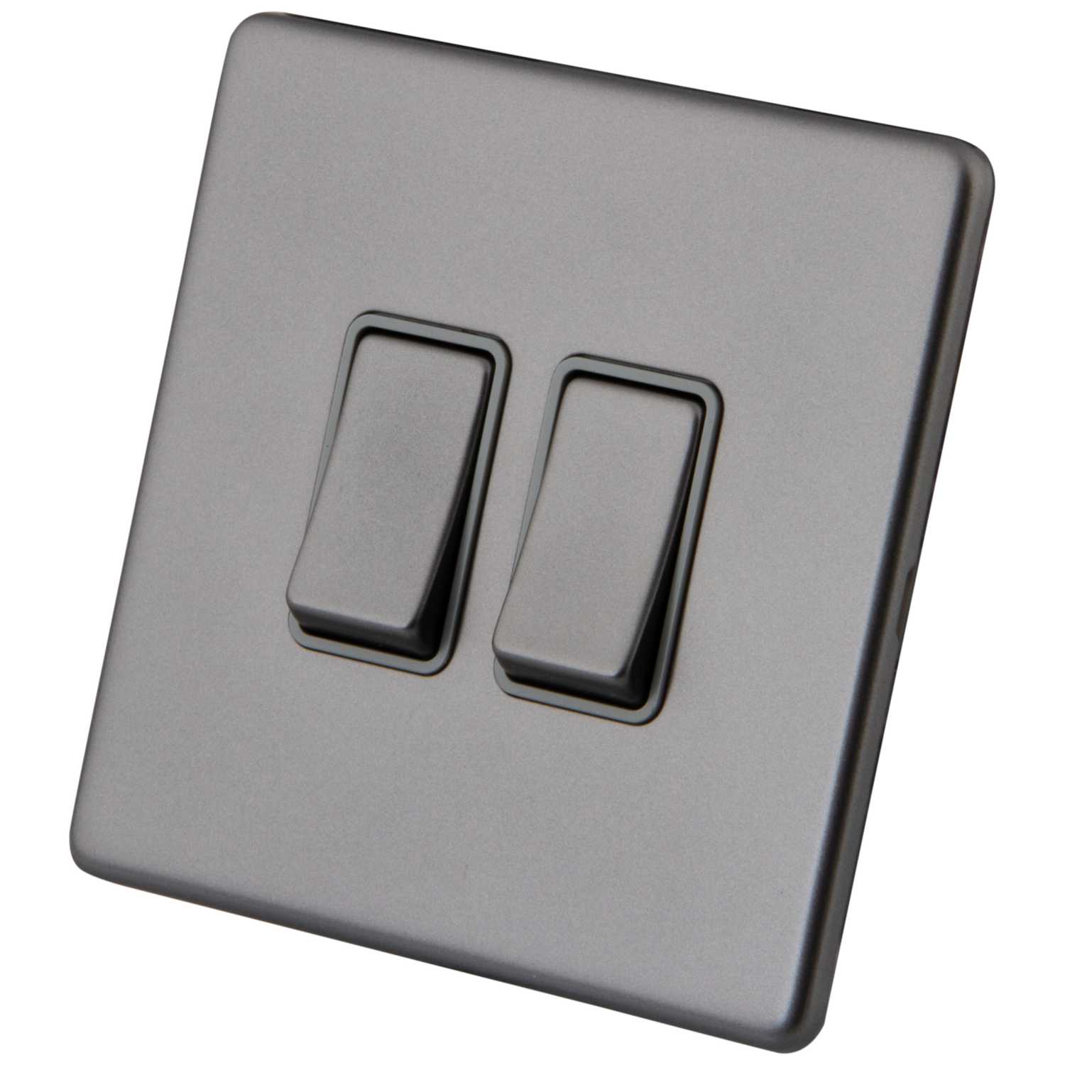 M2 Decorative Screwless 10A 2 Gang 2 Way Light Switch Grey Insert ...