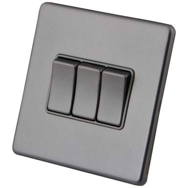 M2 Decorative Screwless 10A 3 Gang 2 Way Light Switch Grey Insert ...