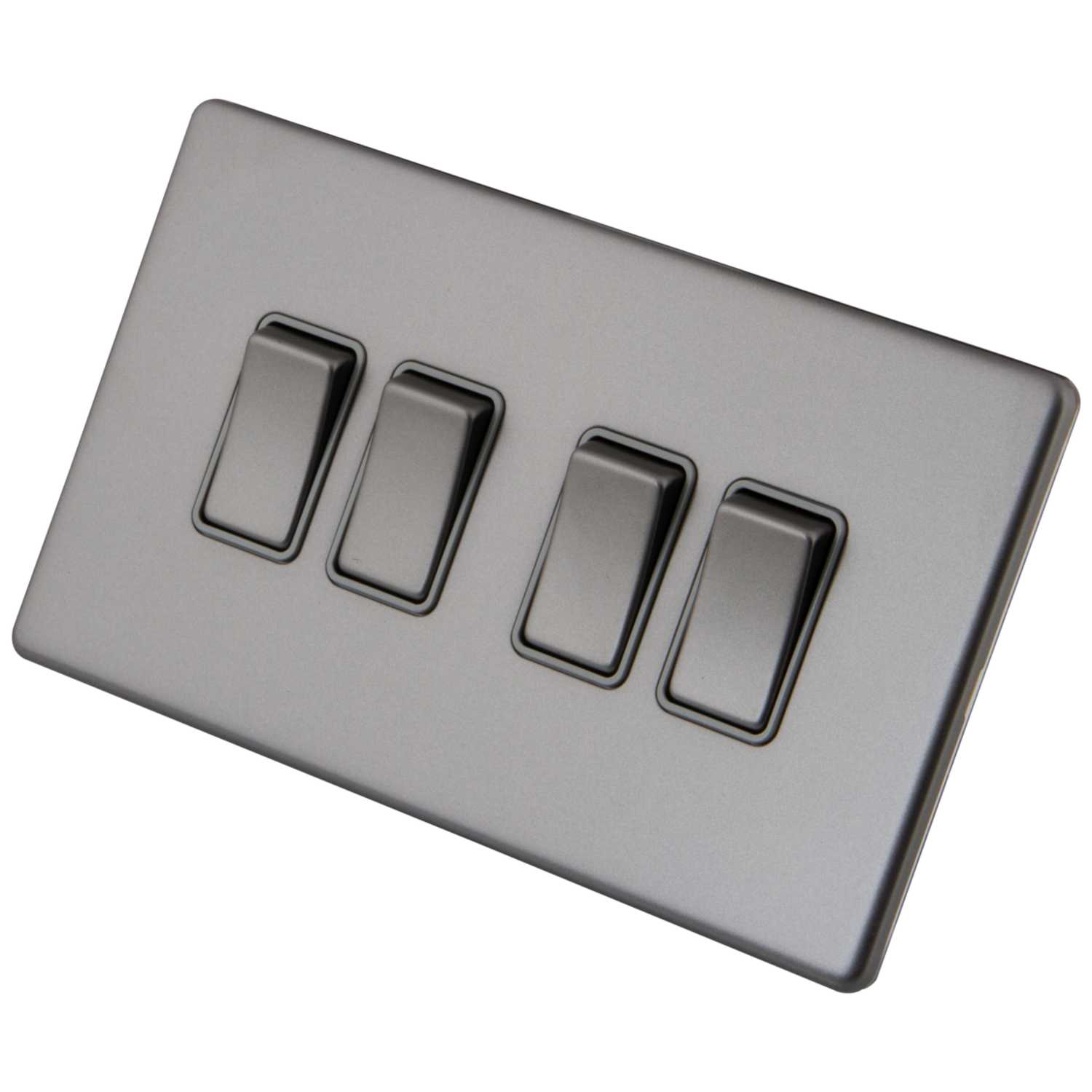 M2 Decorative Screwless 10A 4 Gang 2 Way Light Switch Grey Insert ...