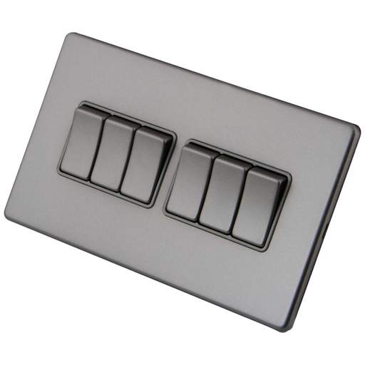 M2 Decorative Screwless 10A 6 Gang 2 Way Light Switch Grey Insert ...