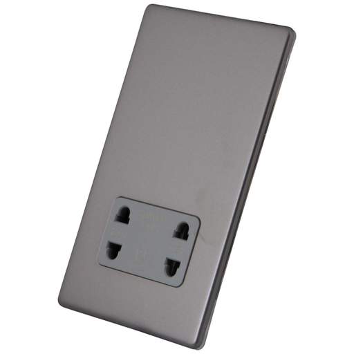 M2 Decorative Screwless Dual Voltage Shaver Socket Grey Insert Gunmetal ...