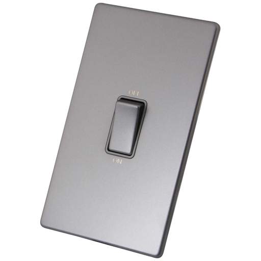 M2 Decorative Screwless 45A 2 Gang DP Switch Grey Insert Gunmetal (6605 ...