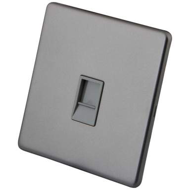 M2 Decorative Screwless 1 Gang CAT5E Socket Grey Insert Gunmetal (6605 ...