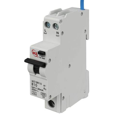 M2 10A Double Pole 1 Module B Curve 6kA 30mA Type A Compact RCBO (M21BK10) | CEF