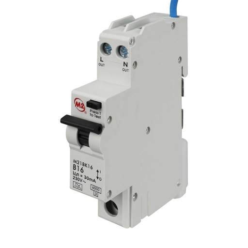 M2 16A Double Pole 1 Module B Curve 6kA 30mA Type A Compact RCBO ...