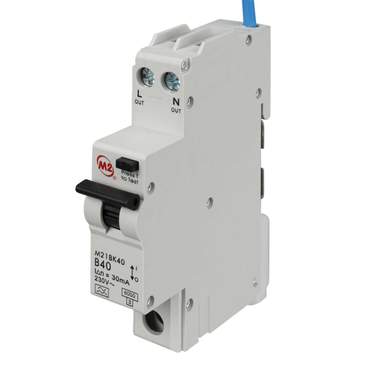 M2 40A Double Pole 1 Module B Curve 6kA 30mA Type A Compact RCBO (M21BK40) | CEF
