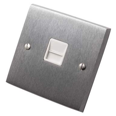 Heritage 1 Gang Secondary Telephone Socket White Insert Satin Chrome ...
