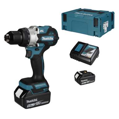 Makita DHP486RTJ 18V LXT Brushless Combi Drill with 2 x 5.0Ah Batteries ...
