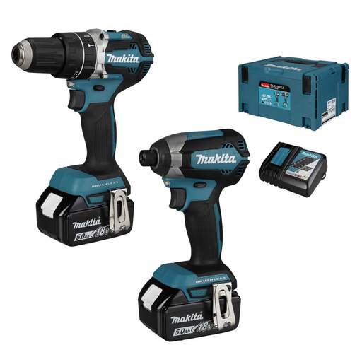 Makita DLX2180TJ 18V LXT Combi and Impact Driver Kit with 2 x 5.0Ah Batteries (DLX2180TJ) | CEF