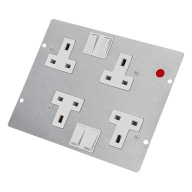 Marshall Tufflex Double 2 Gang CE Switched Socket Plate for 4 ...