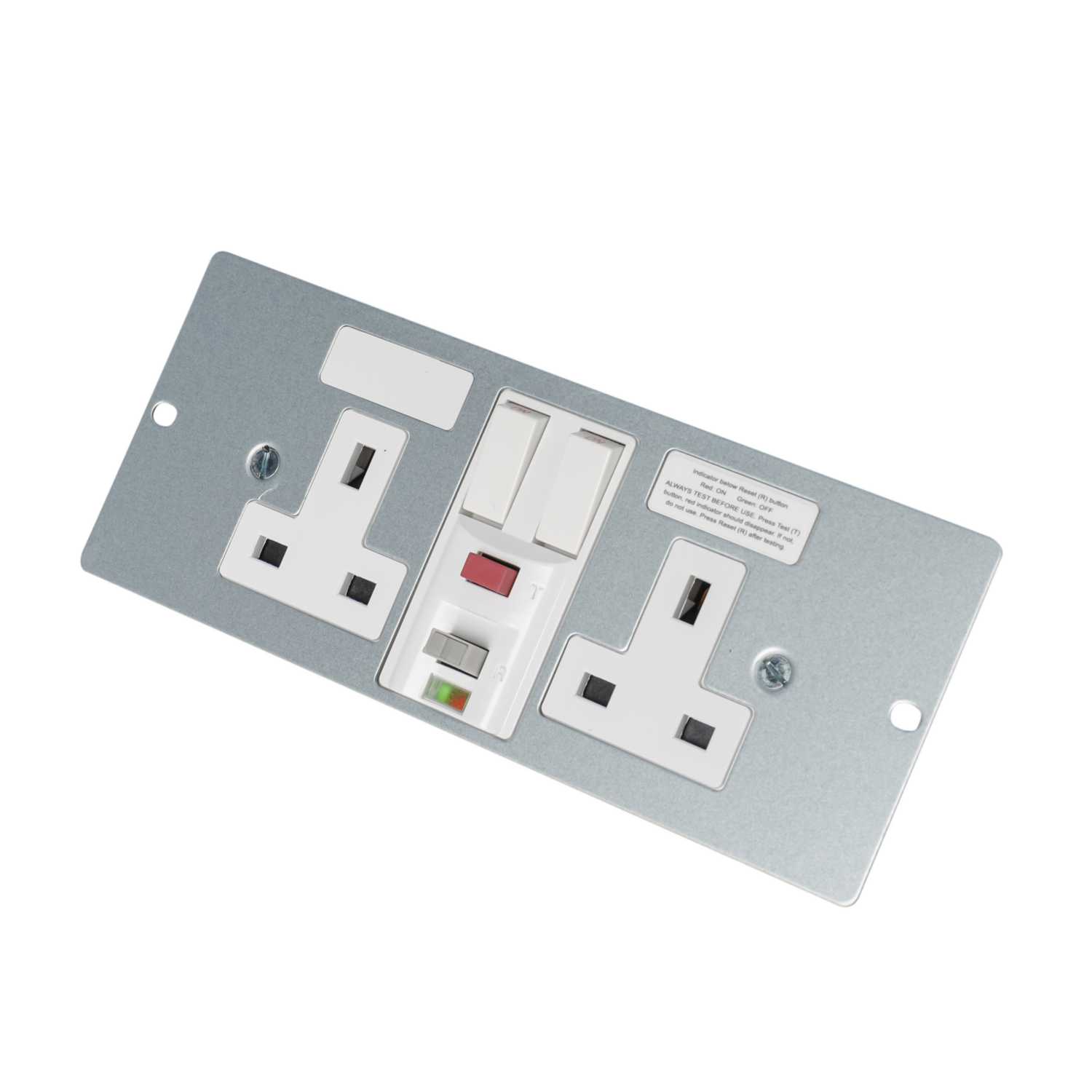 Marshall Tufflex 2 Gang RCD Switched Socket Plate for 4 Compartment ...