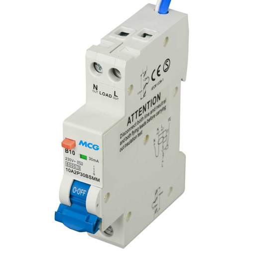 MCG 10A Double Pole 1 Module B Curve 6kA 30mA Type AC Mini RCBO (10A2P30BSMM) | CEF