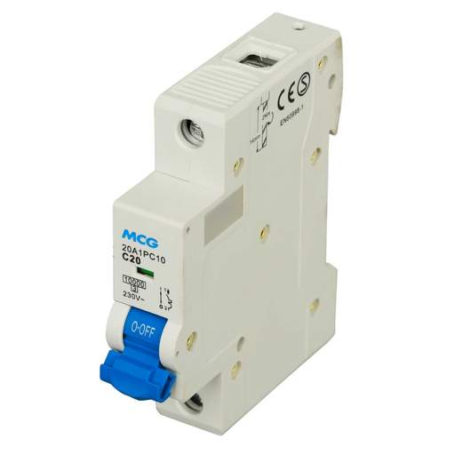 MCG 20A Single Pole 10kA C Curve MCB (20A1PC10) | CEF
