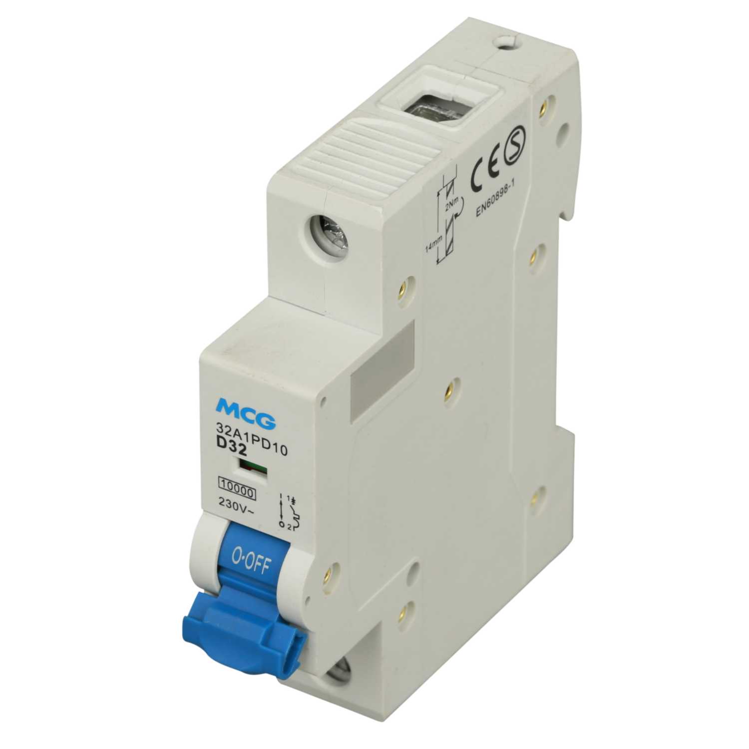 MCG 32A Single Pole 10kA D Curve MCB (32A1PD10) | CEF