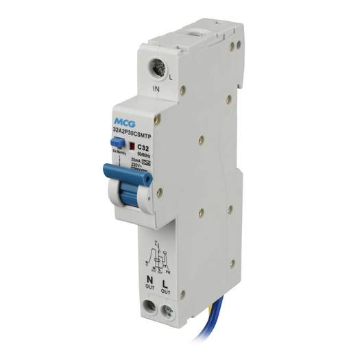 MCG 32A 1P+N 1 Module C Curve 10kA 30mA Type A RCBO (32A2P30CSMTP) | CEF
