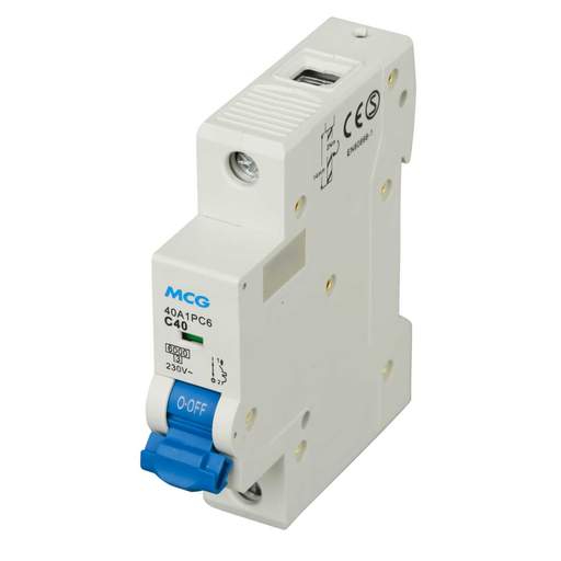 MCG 40A Single Pole 6kA C Curve MCB (40A1PC6) | CEF