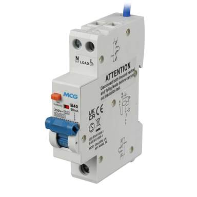 MCG 40A 1P+N 1 Module B Curve 6kA 30mA Type A Mini RCBO (40A2P30B6MAT) | CEF