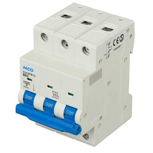 MCG 63A Triple Pole 10kA B Curve MCB (63A3PB10) | CEF