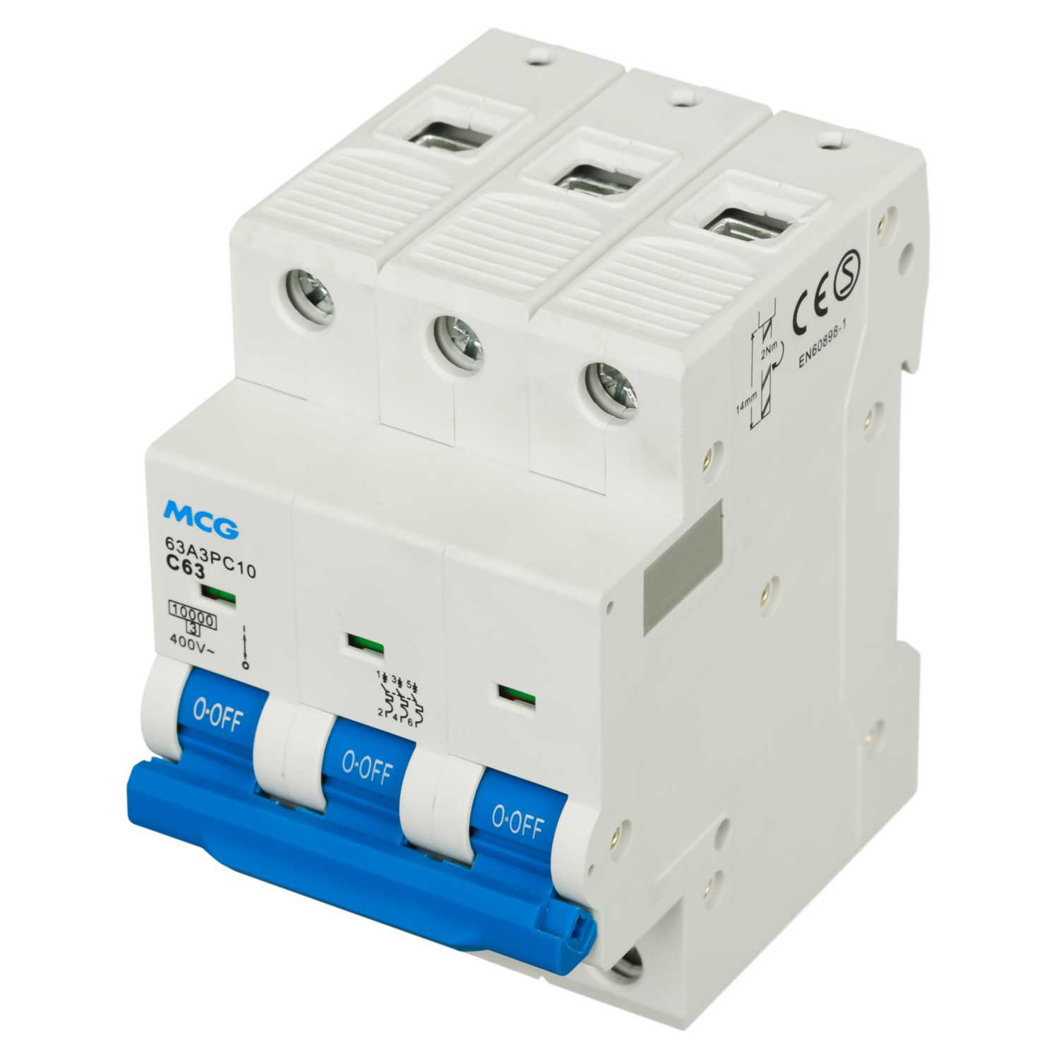 MCG 63A Triple Pole 10kA C Curve MCB (63A3PC10) | CEF
