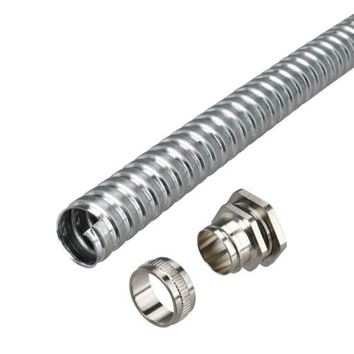 MCG 25mm Galvanised Steel Flexible Conduit Pack (10m Reel and 10 Fixed ...