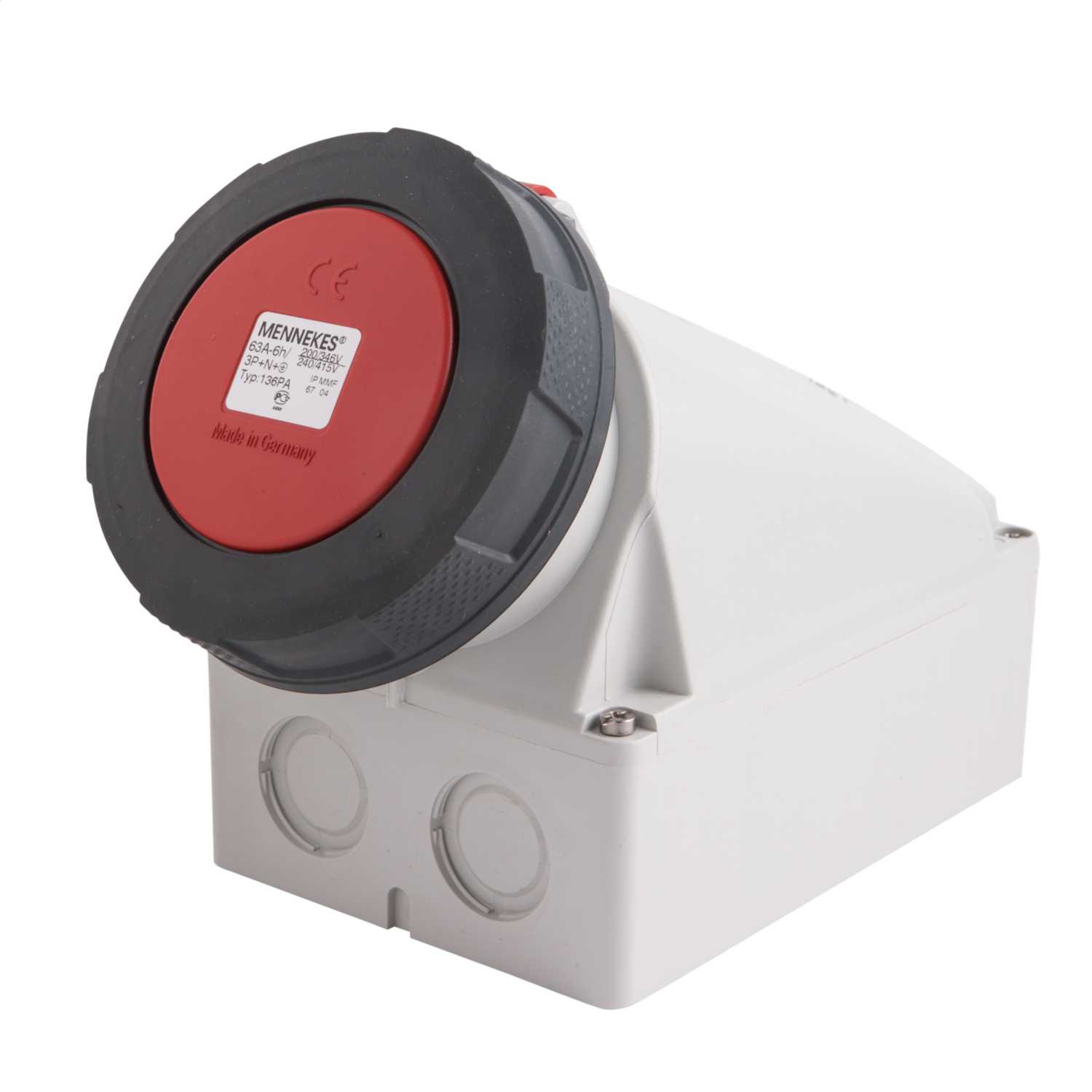 Mennekes 63A 3P+N+E 415V Wall Mounted Socket IP67 (136PA) | CEF