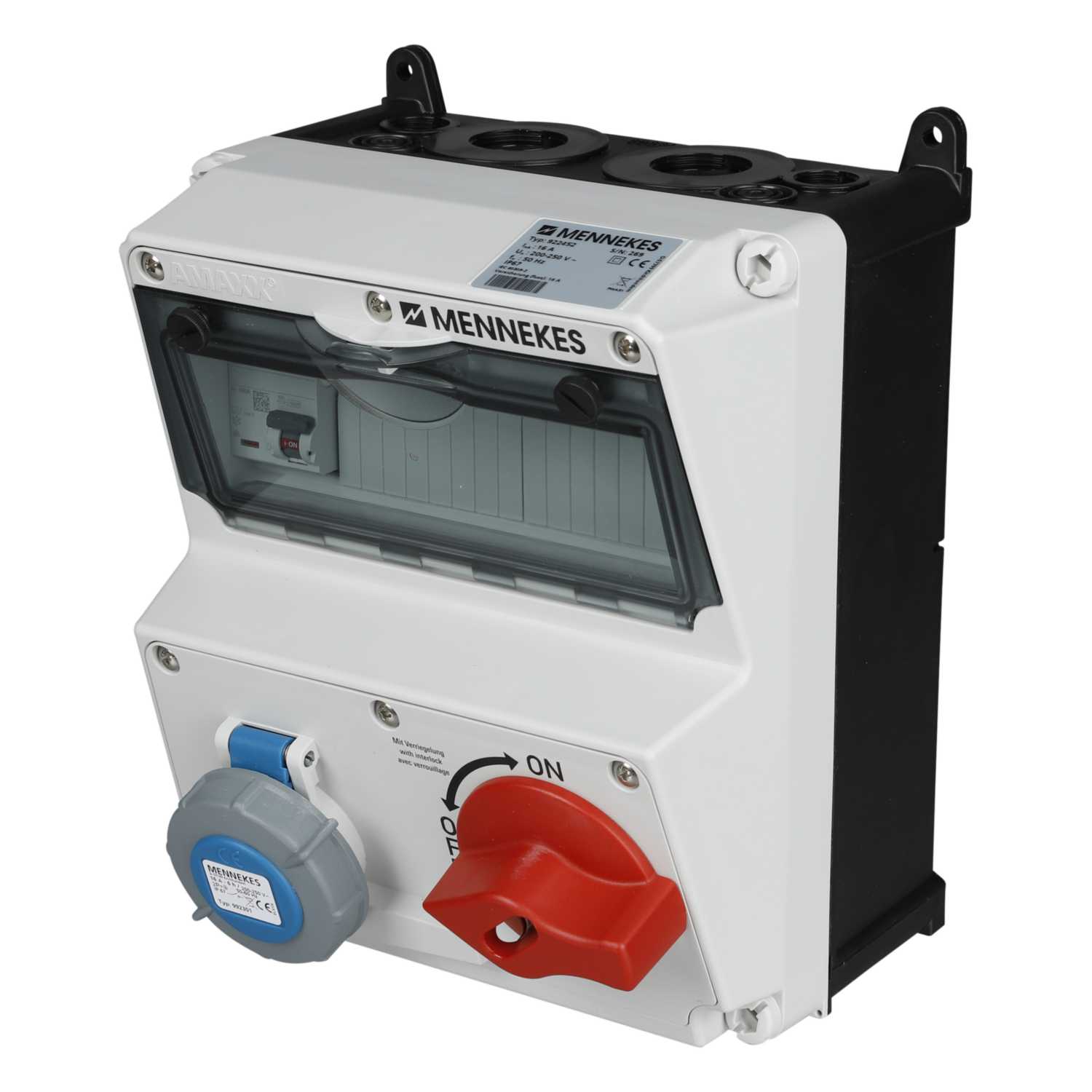 Mennekes AMAXX® 16A 2P+E 230V Interlocked Switched RCD Protected Socket ...