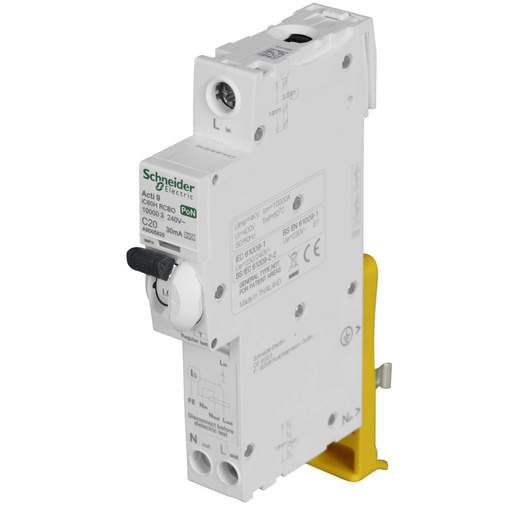 Schneider Acti9 20A 1P+Ns 1 Module C Curve 10kA 30mA Type A PoN RCBO (A9D05820) | CEF