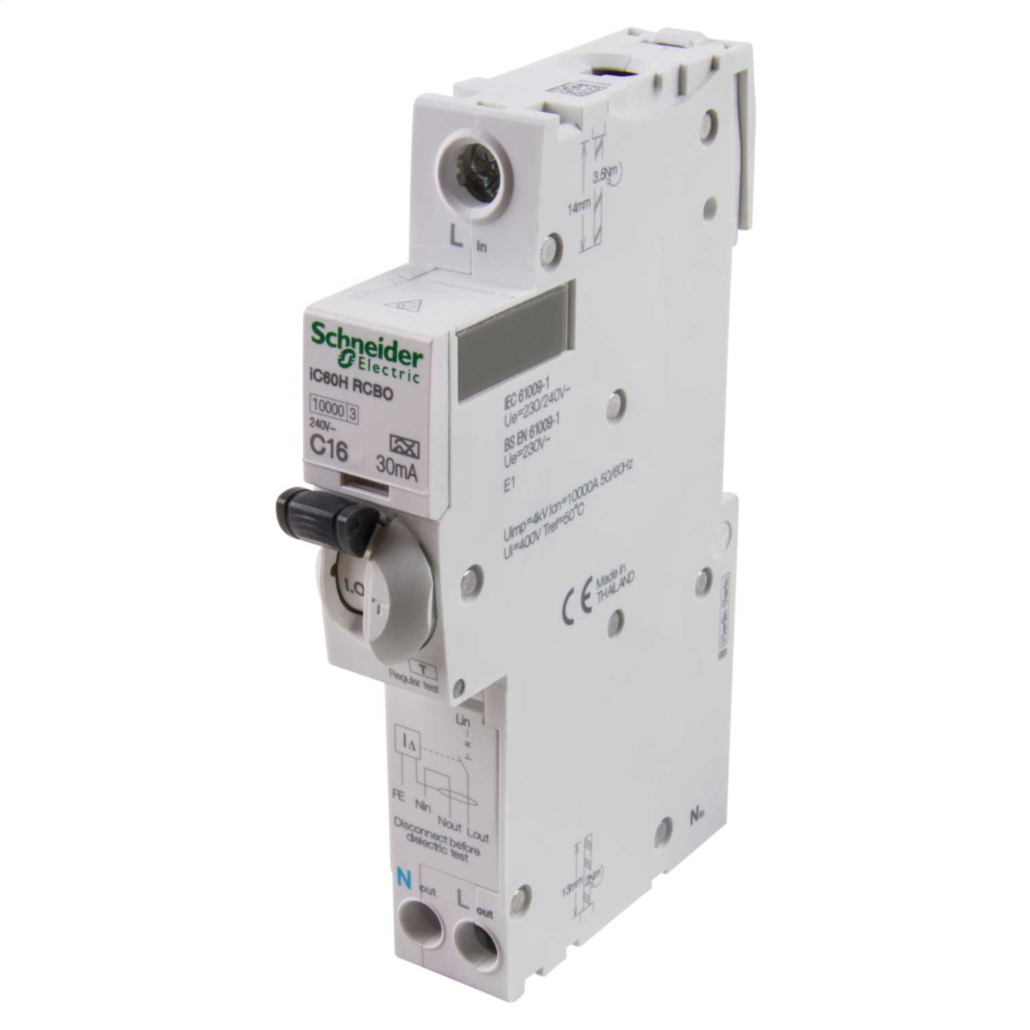 Schneider Acti9 16A Single Pole and Neutral 1 Module C Curve 10kA 30mA Type A RCBO (A9D11816) | CEF