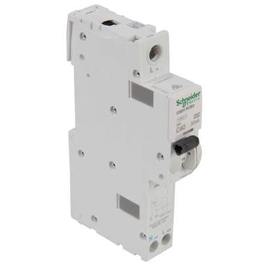 Schneider Acti9 40A Single Pole and Neutral 1 Module C Curve 10kA 30mA Type A RCBO (A9D11840) | CEF