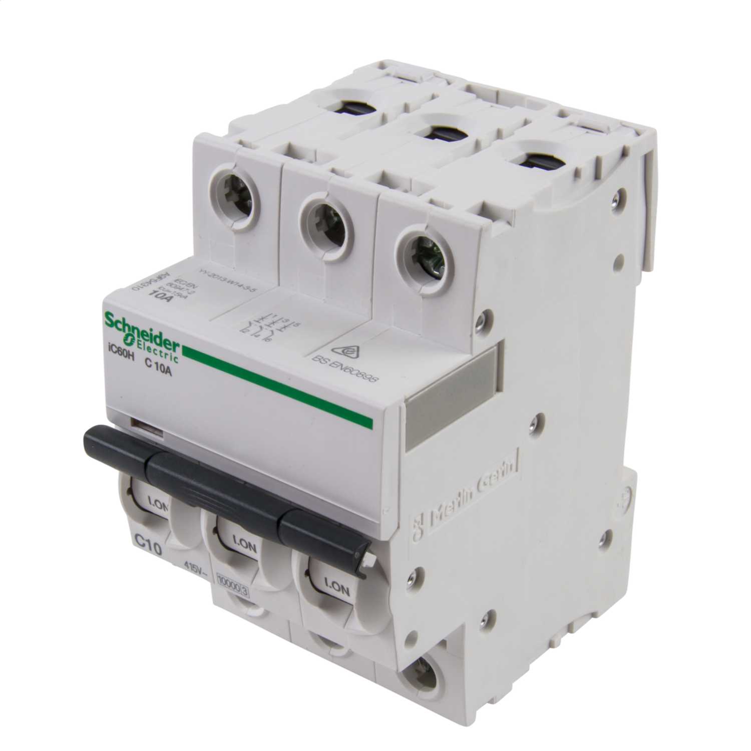 Schneider Acti9 10A Triple Pole 10kA C Curve MCB (A9F54310) | CEF