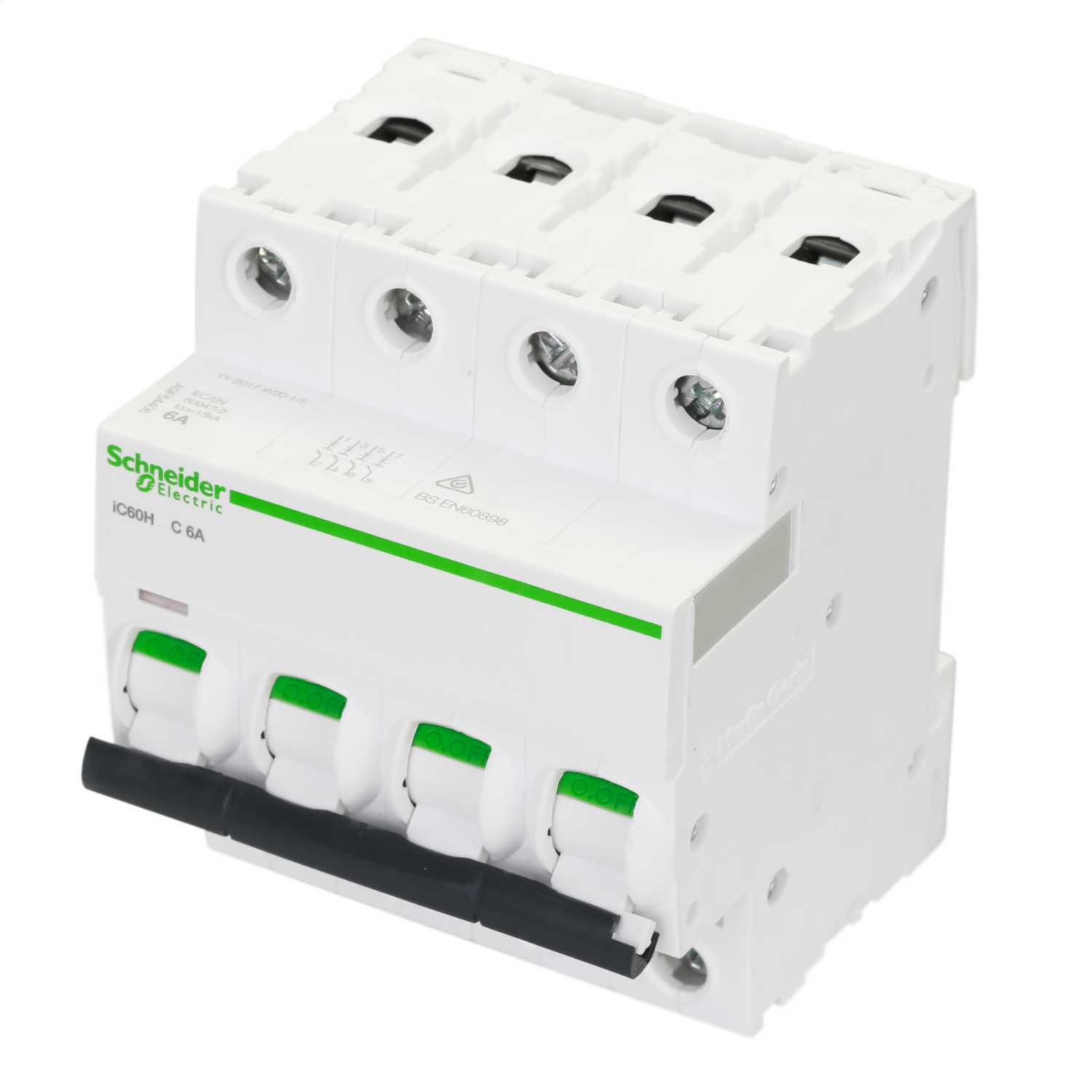 Schneider Acti9 6A Four Pole 10kA C Curve MCB (A9F54406) | CEF