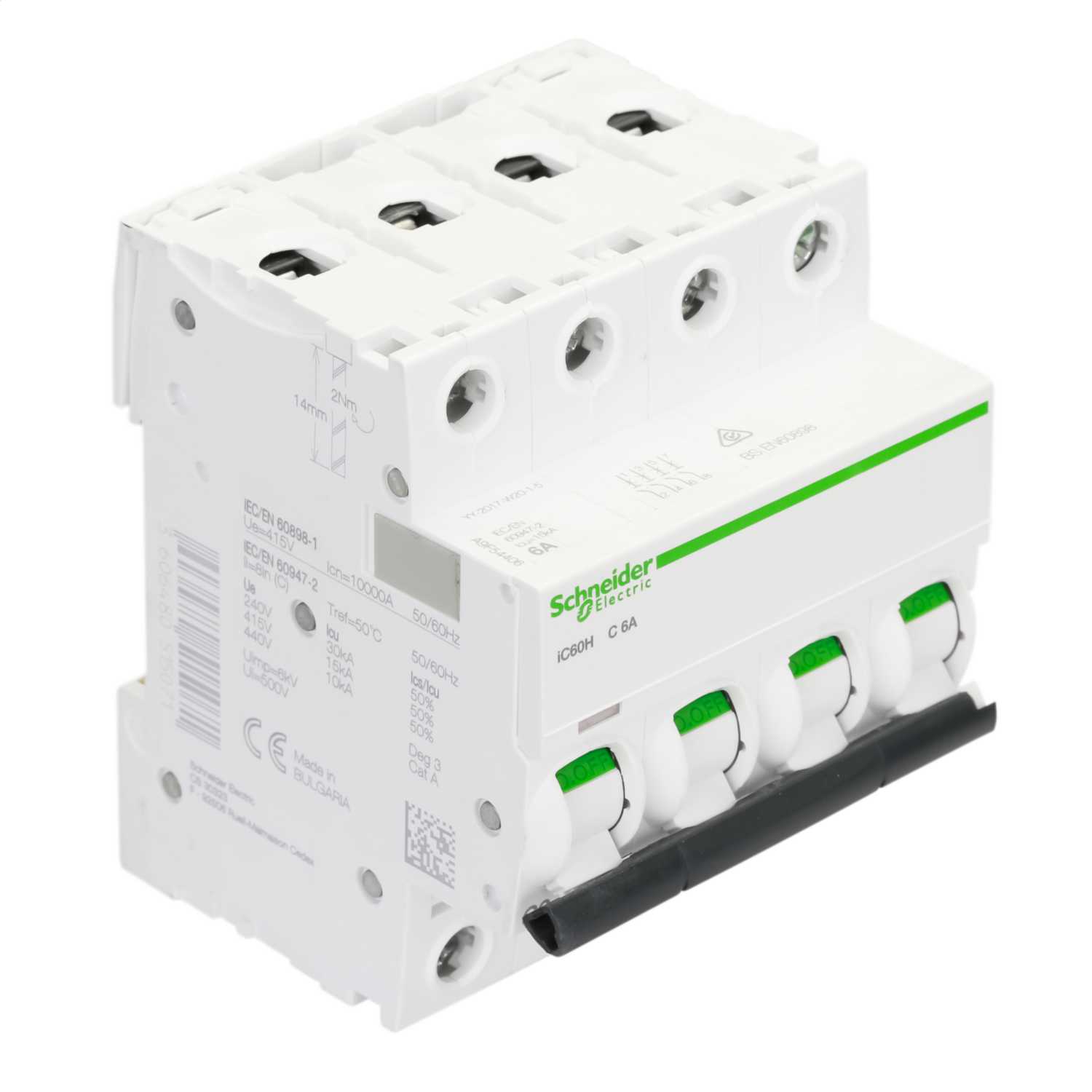 Schneider Acti9 6A Four Pole 10kA C Curve MCB (A9F54406) | CEF