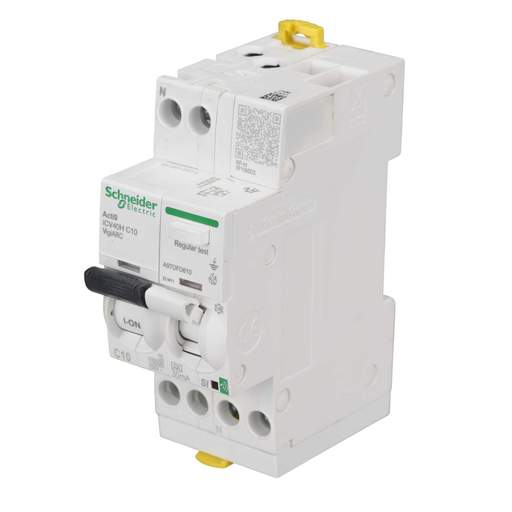 Schneider Acti9 10A 1P+N 2 Module C Curve 10kA 30mA Type A AFDD Combined RCBO (A9TDFD610) | CEF