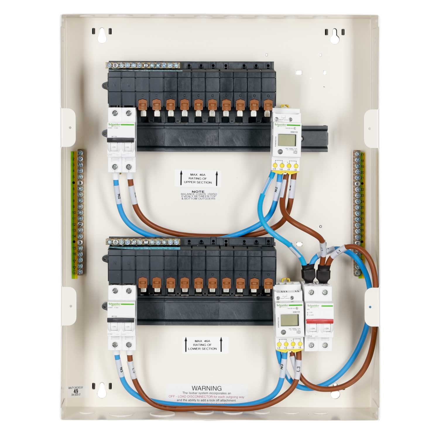 Schneider Merlin Acti9 Isobar 10 + 10 Way 100A SP+N Type A Split ...