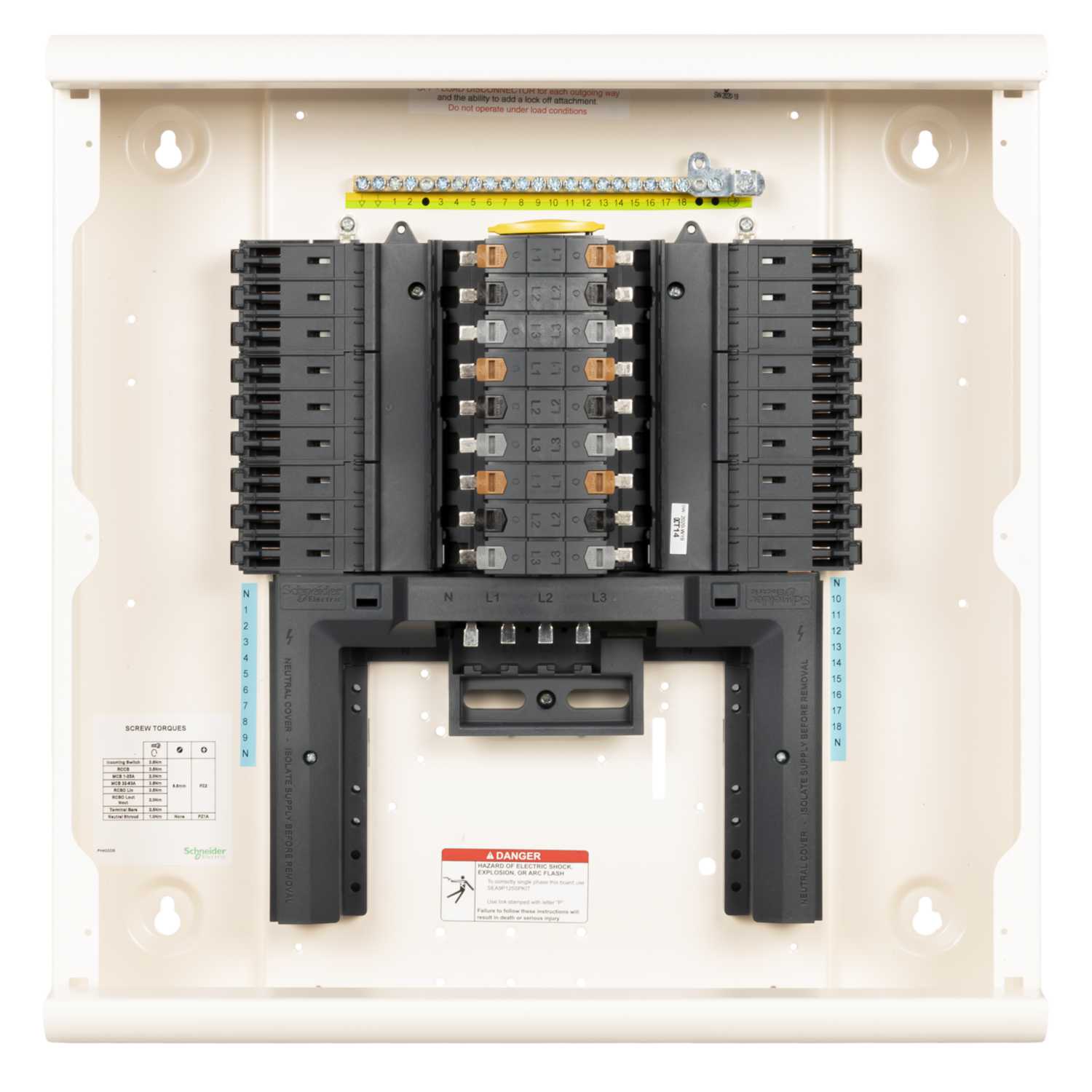 Schneider Merlin Acti9 Isobar P 6 Way 250A TP+N Type B Metalclad Distribution Board without ...