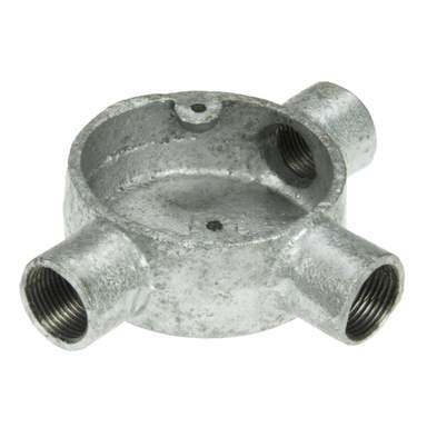 Metpro 20mm 3 Way Tee Galvanised Conduit Box (Sold in 1's) (MB4G) | CEF