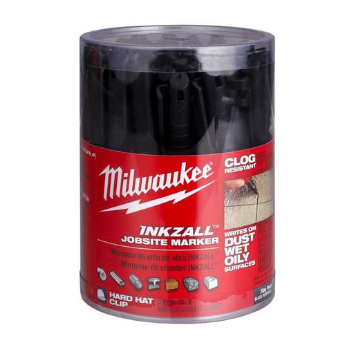 Milwaukee Inkzall Fine Point Jobsite Marker Black (Pack of 36 ...