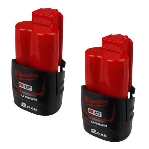 Milwaukee M12B2 2.0Ah Red Lithium-Ion Battery (Pack of 2) (4932430064-2) | CEF