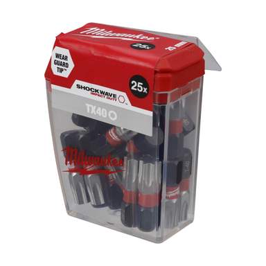 Milwaukee 25mm Shockwave TX40 CD Tic Tac Screwdriver Bits (Pack of 25 ...