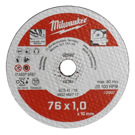 Milwaukee 76mm Thin Metal Circular Cutting Discs (Pack of 5 ...