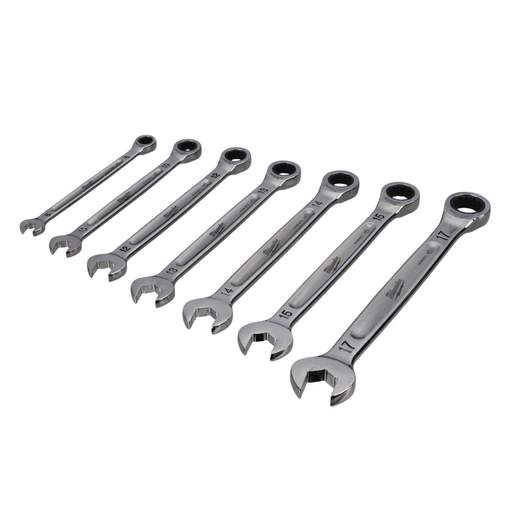 Milwaukee 7 Piece Max Bite™ Ratchet Metric Combination Spanner Set ...