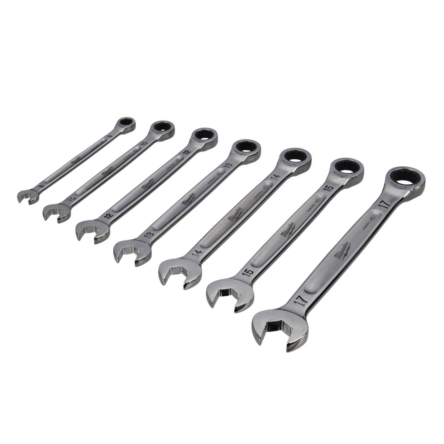 Milwaukee 7 Piece Max Bite™ Ratchet Metric Combination Spanner Set ...
