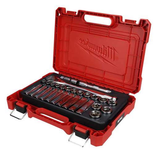Milwaukee 28 Piece ½" Drive Ratchet and Metric Socket Set (4932471864 ...