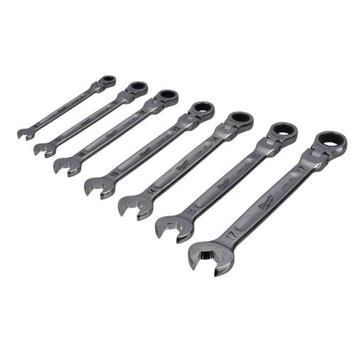 Milwaukee 7 Piece Maxbite Flexible Head Ratchet Spanner Set (4932478557 ...