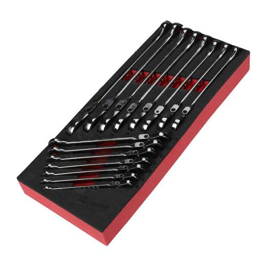 Milwaukee 15 Piece Maxbite Flexible Head Ratchet Spanner Set in Foam ...